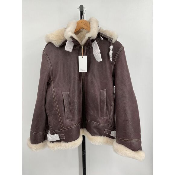 Quince | Jackets & Coats | Quince 0 Shearling Bomber Jacket Brown M ...